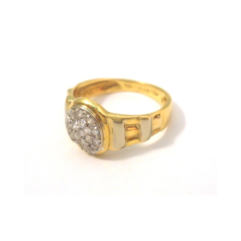 ANELLO DA UOMO IN ORO GIALLO E BIANCO 18 KT CON ZIRCONI ANELLO DA UOMO IN ORO GIALLO E BIANCO 18 KT CON ZIRCONI