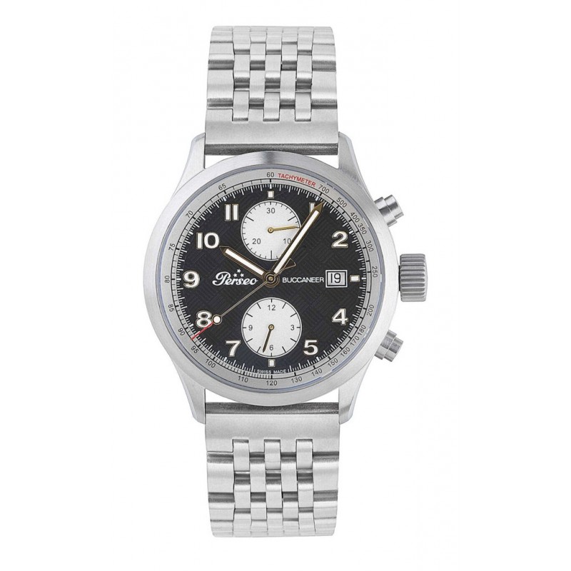 OROLOGIO PERSEO BUCANEER CRONO AUTOMATICO 13368 NERO CON CINTURINO IN ...